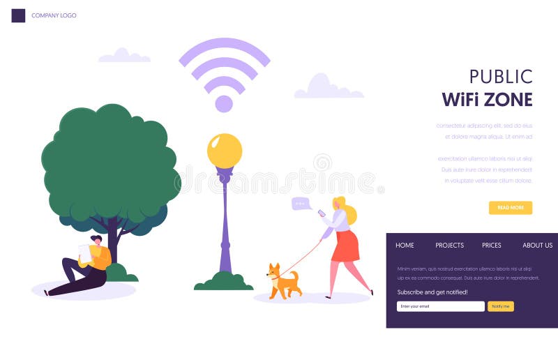 Wifi Wireless Network Landing Page Template Stock Vector - Illustration ...