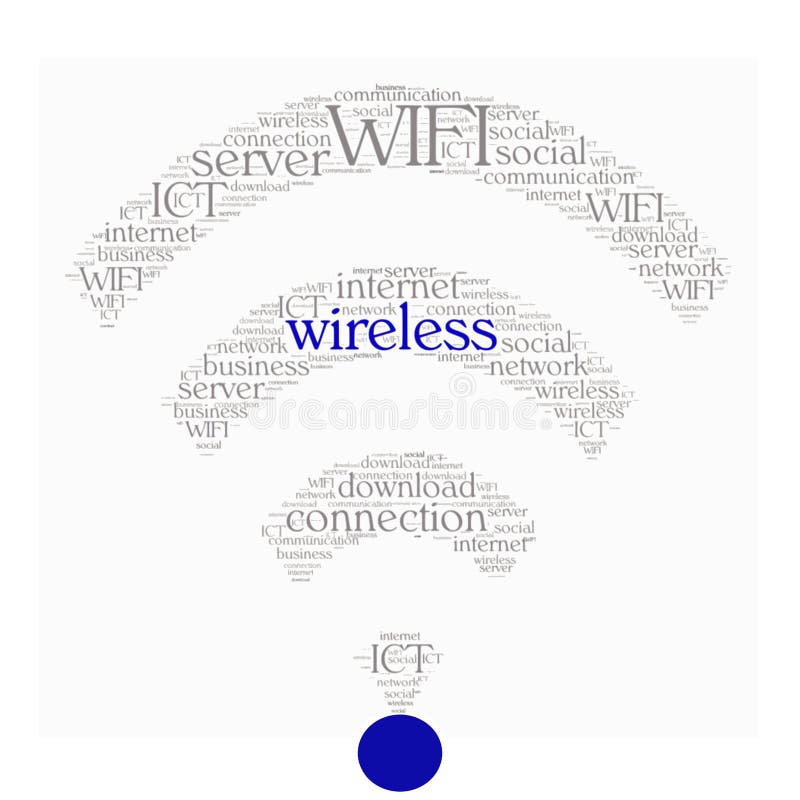WIFI Word Collage Concept in Shape Stock Illustration - Illustration of ...
