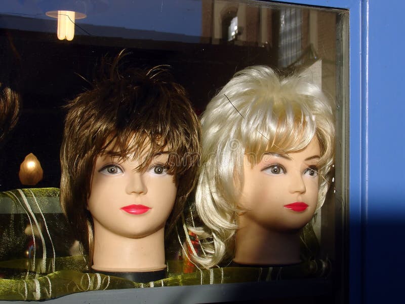 Wig dummies 3 stock image. Image of case, filthy, brunette - 1659351