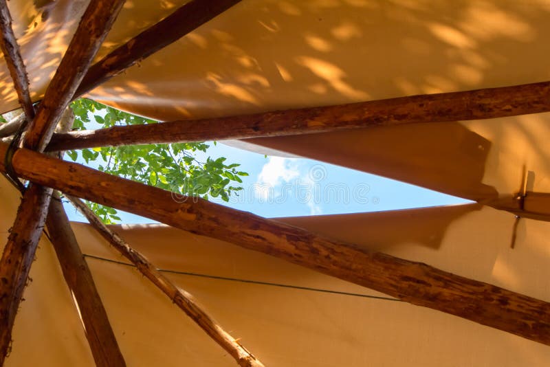 Wigwam from inside stock photo. Image of season, tree - 251650728