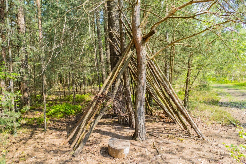 Wigwam Made with Tree Branches Stock Image - Image of alternative ...