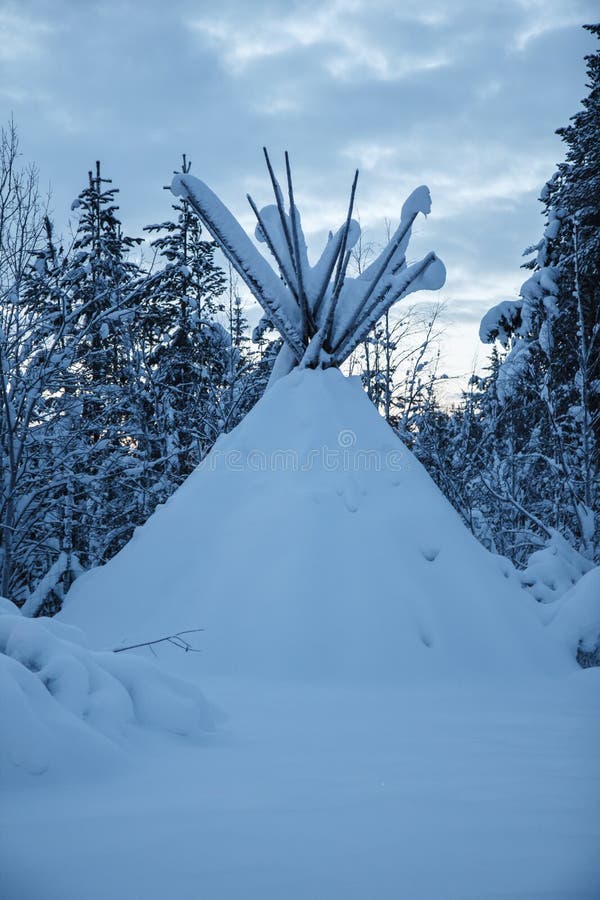 Wigwam in Winter Forest, North Finland Stock Image - Image of snow ...
