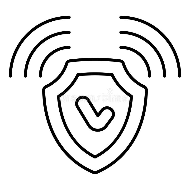Wiireless Secure Connection Point Thin Line Icon, Data Protection ...