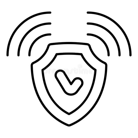 Wiireless Secure Connection Point Thin Line Icon, Data Protection Concept. Vector Graphics Stock ...