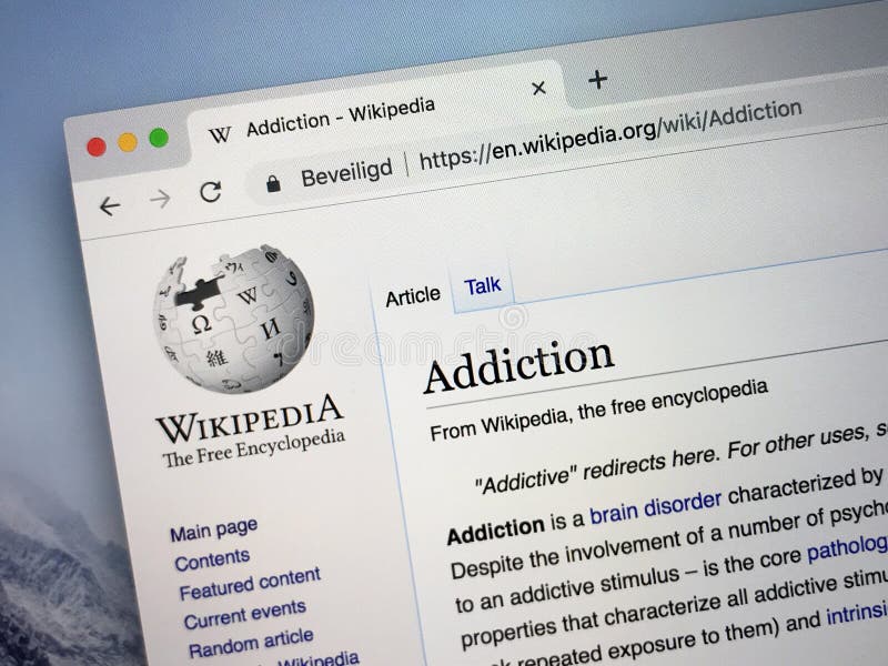 Wiki page about addiction editorial stock image. Image of disorder ...