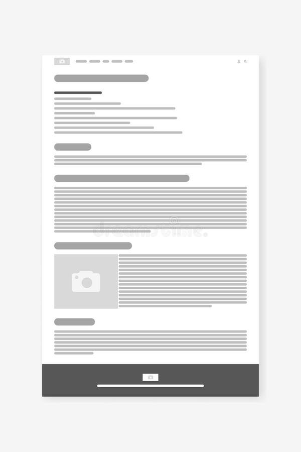 Wiki Site Wireframe Webpage Prototype Illustration Vectorielle ...