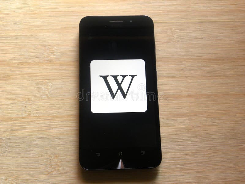 Wikipedia on smartphone editorial stock image. Image of logo - 144978989