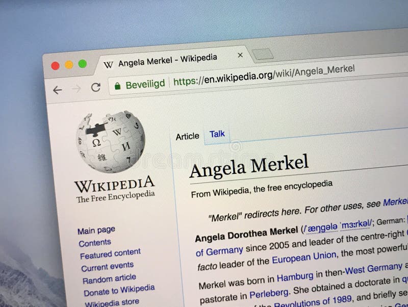 Wikipedia Page about Angela Merkel Editorial Stock Image - Image of ...