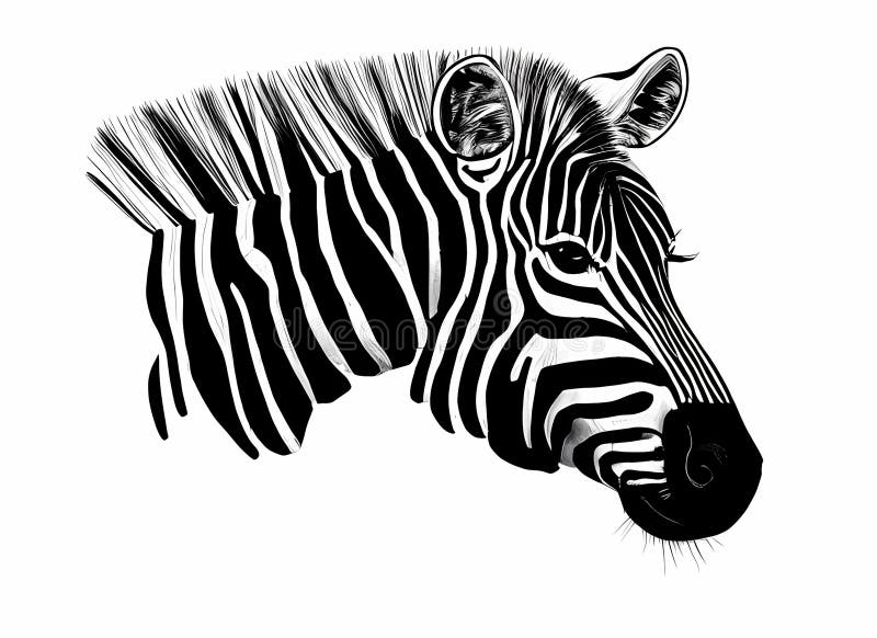 Wil Zebra Head (black Ink Pen) Stock Photo - Image of head, wild: 274177848