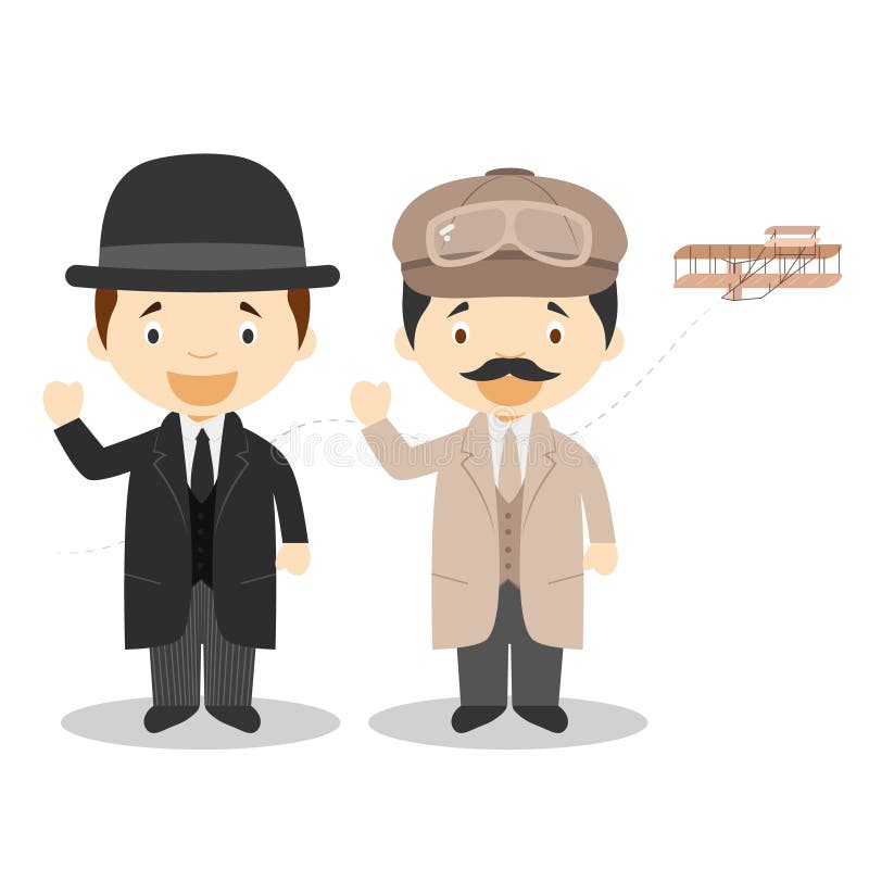 Wilbur and Orville Wright Cartoon Character. Vector Illustration. Stock ... Wilbur and Orville Wright Cartoon Character. Vector Illustration. Stock ...