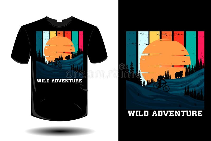 Wild Adventure T Shirt Mockup Retro Vintage Design Stock Vector ...