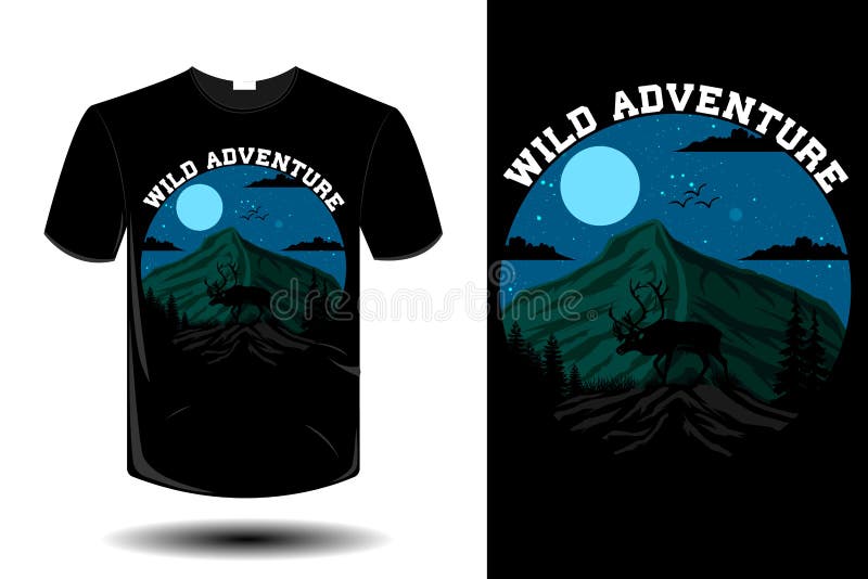 Wild Adventure T Shirt Mockup Retro Vintage Design Stock Vector ...
