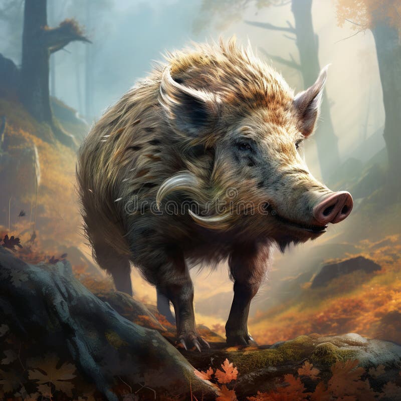 Wild also wild Sus scrofa stock illustration. Illustration of studio ...