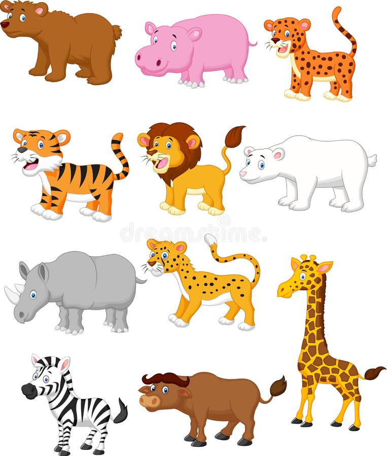 Wild animal cartoon stock vector. Image of elephant, illustration ...