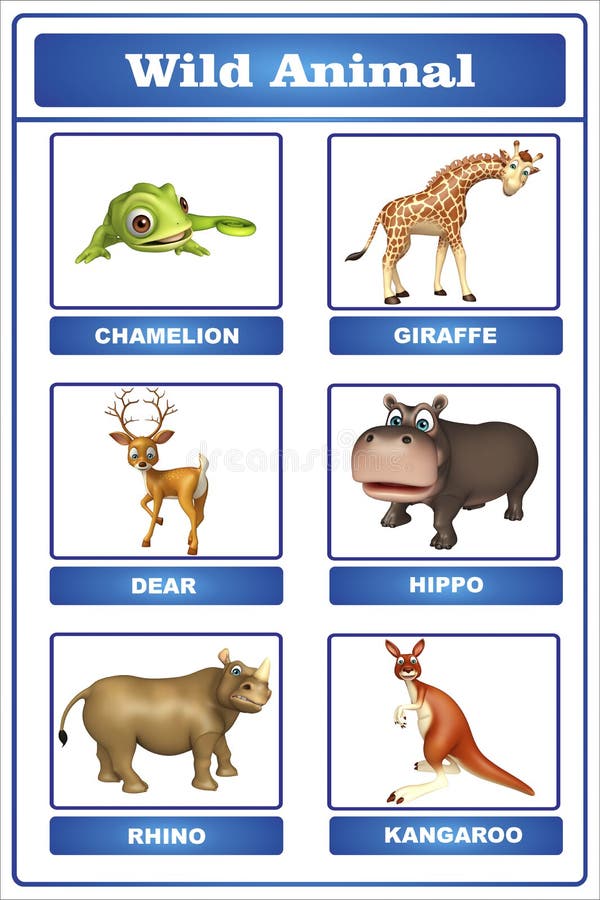 Wild animal chart stock illustration. Illustration of school - 70009165