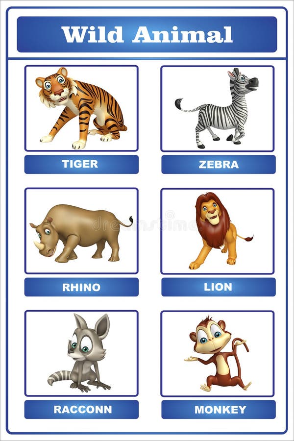 Wild animal chart stock illustration. Illustration of animal - 70009828