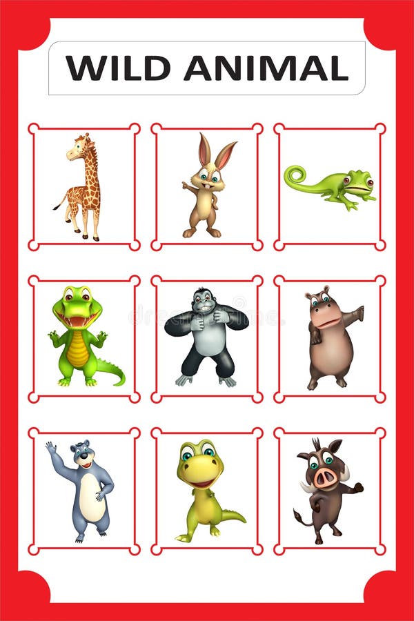 Wild animal chart stock illustration. Illustration of wild - 70010912