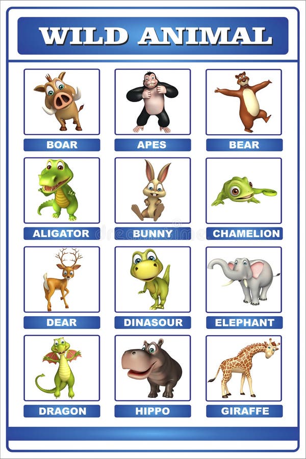 Wild animal chart stock illustration. Illustration of dinasour - 70015116