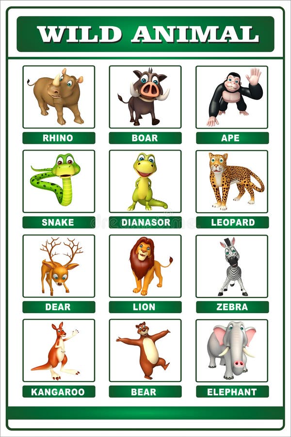 Wild animal chart stock illustration. Illustration of toon - 70016188