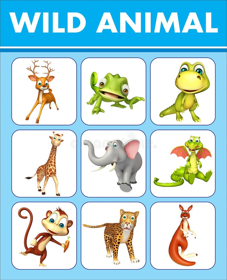 Wild animal chart stock illustration. Illustration of poster - 70016600