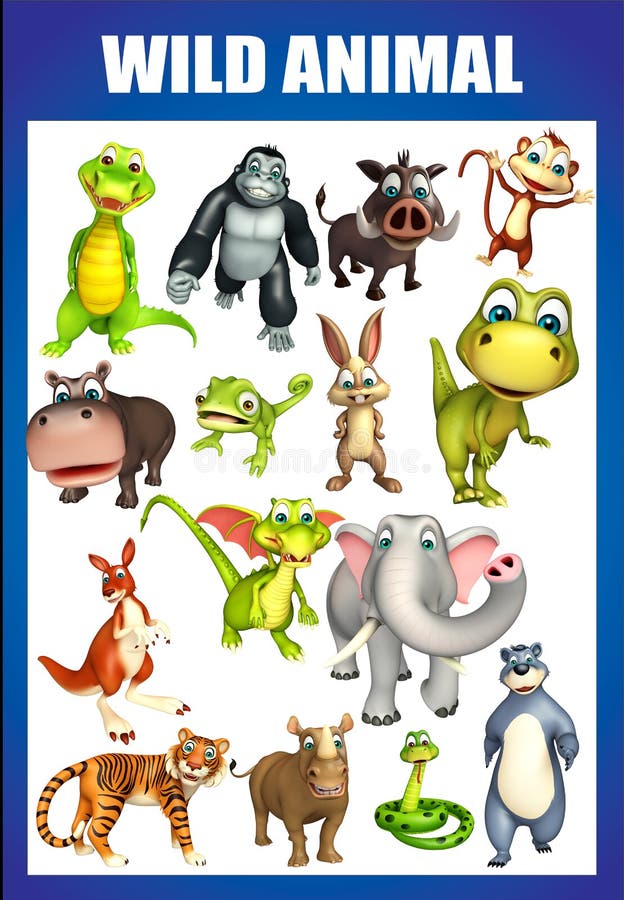 Wild animal chart stock illustration. Illustration of comic - 70023862