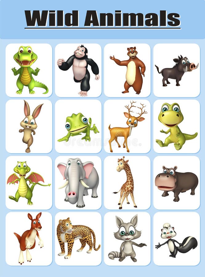 Wild animal chart stock illustration. Illustration of creature - 70035850