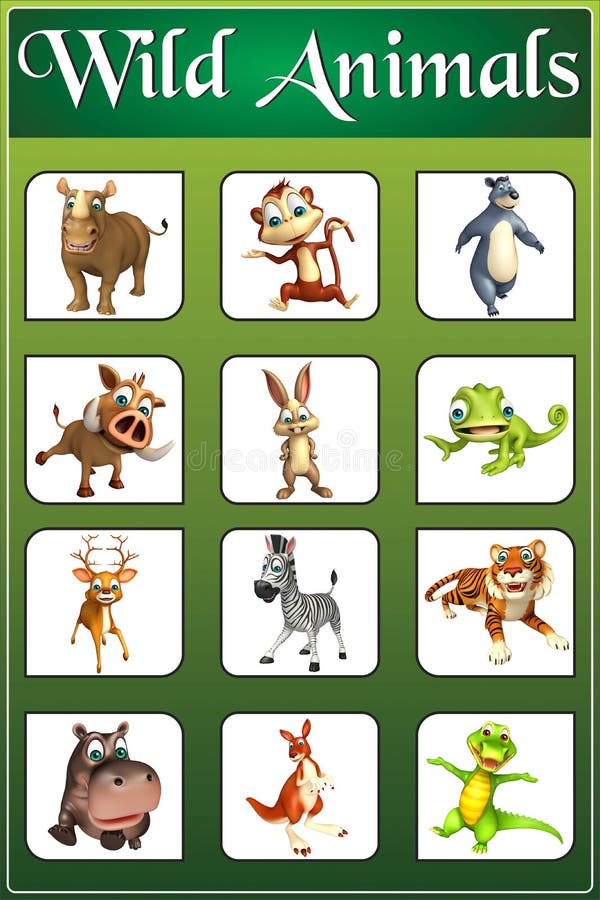 Wild animal chart stock illustration. Illustration of kangaroo - 70055526