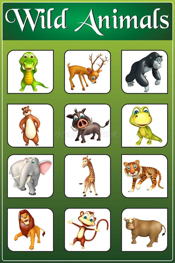 Wild animal chart stock illustration. Illustration of apes - 70058376