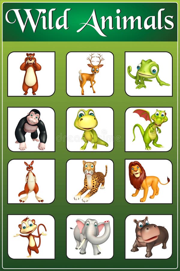 Wild animal chart stock illustration. Illustration of education - 70058427