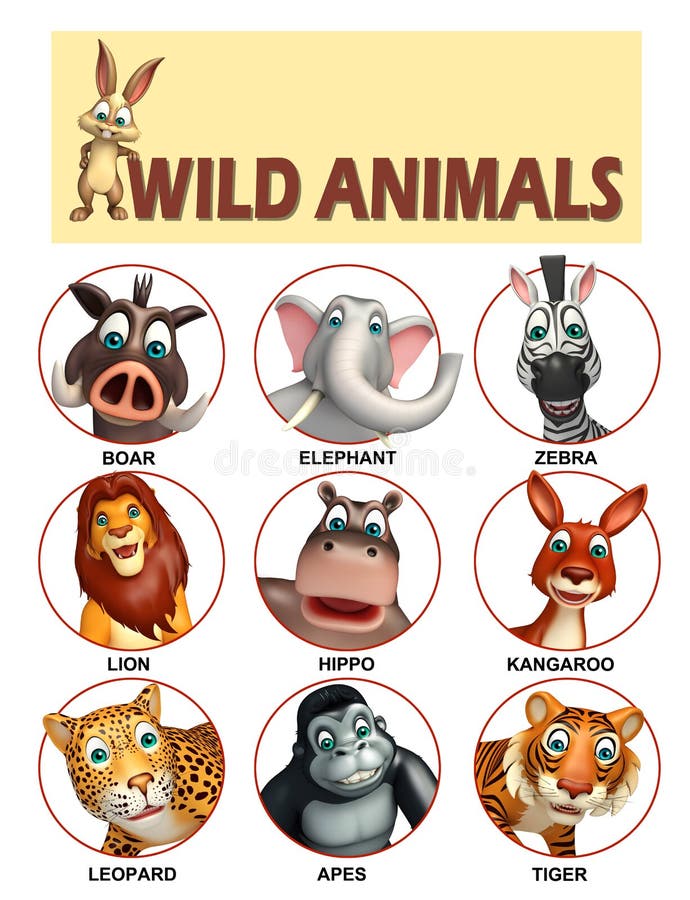 Wild animal chart stock illustration. Illustration of cute - 70060350