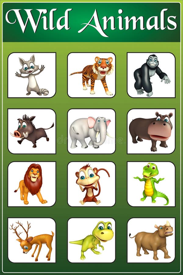 Wild animal chart stock illustration. Illustration of collection - 70063190