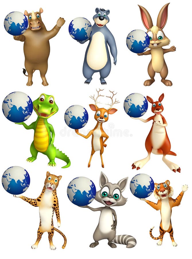 Wild animal with Earth stock illustration. Illustration of poster ...