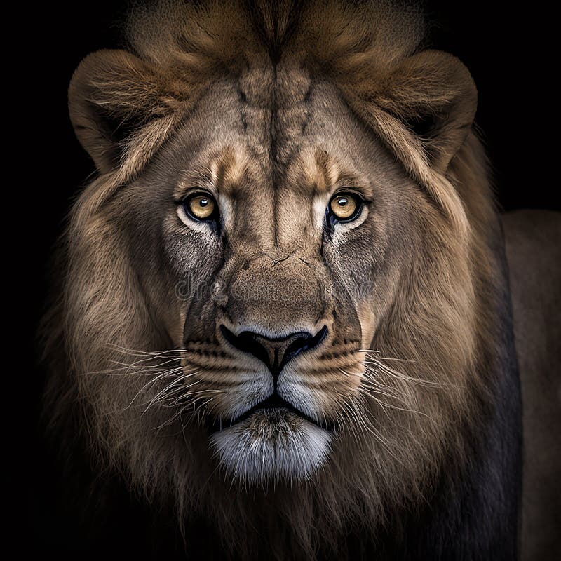 Wild Animal Lion Portrait. Illustration Generative AI Stock Image ... Wild Animal Lion Portrait. Illustration Generative AI Stock Image ...