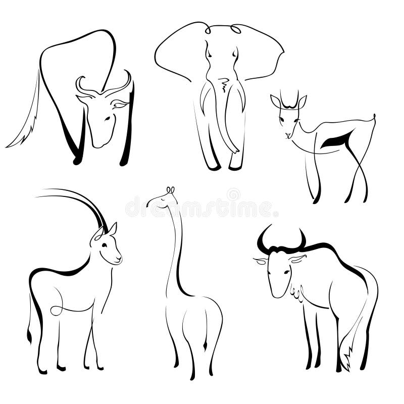 One Line Animals Set, Logos. Vector Stock Illustration Stock Vector ...