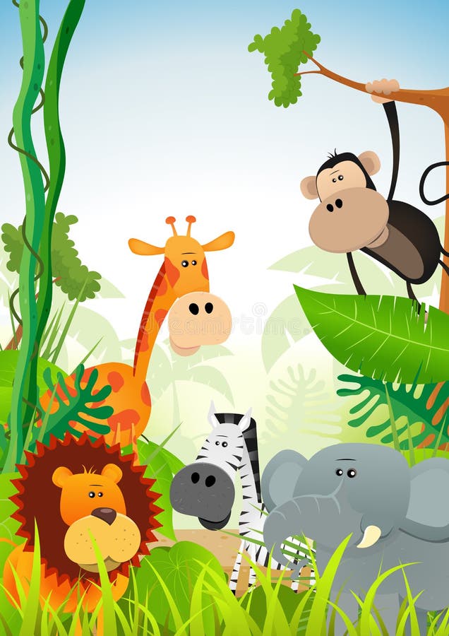 Wild Animals Background stock illustration. Illustration of savannah ...
