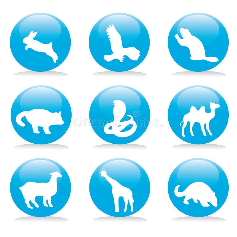 Wild animals button set stock vector. Illustration of rabbit - 13084696