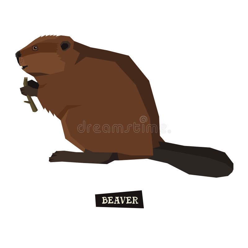 Wild Animals Collection Beaver Geometric Style Stock Vector ...