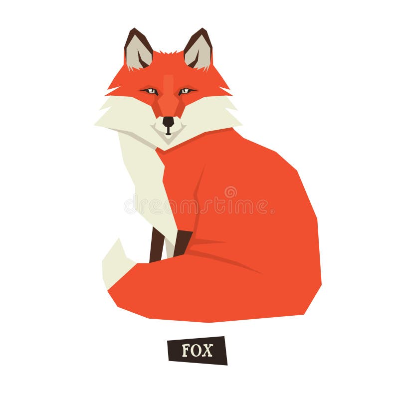Wild Animals Collection Cute Red Fox Geometric Style Stock Vector ...