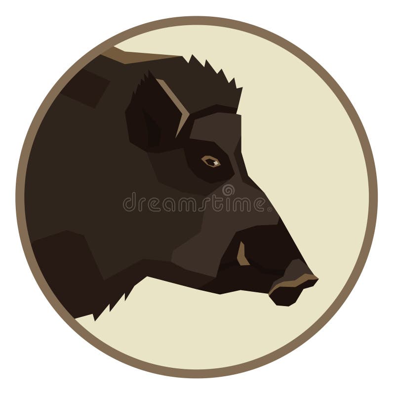 Wild Animals Collection Wild Boar Geometric Style Icon Round Stock ...
