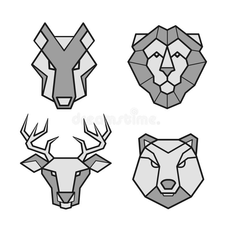 Bear Geometric Head Vector Set Stock Illustrations – 320 Bear Geometric ...