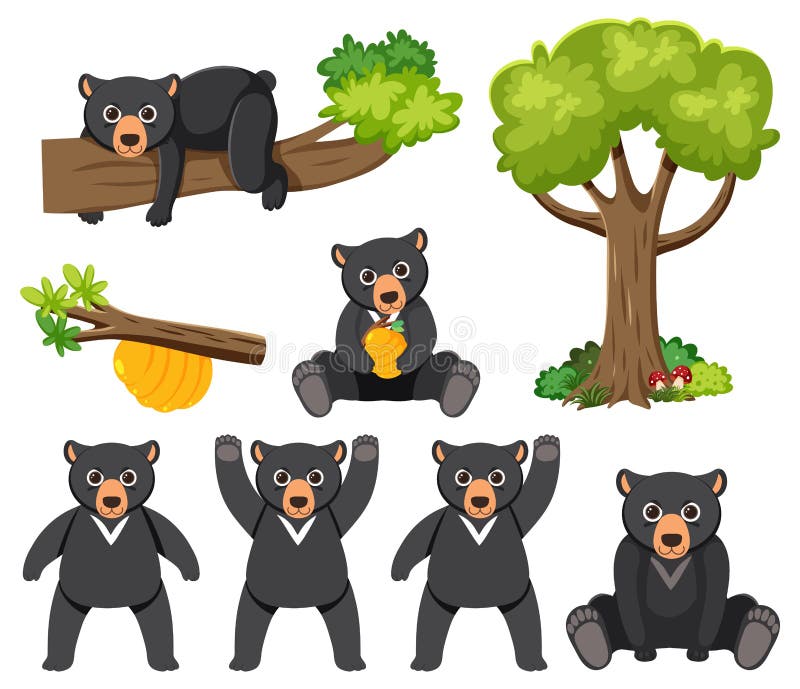 Wild Animals Set with Nature Elements Stock Vector - Illustration of ...