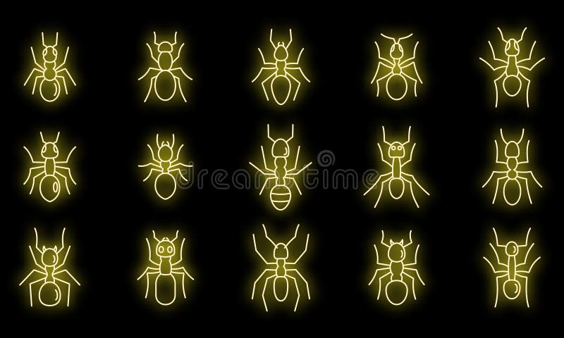 Wild Ant Icons Set Vector Neon Stock Illustration - Illustration of ...