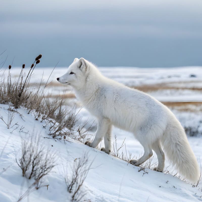 Wild Arctic Fox Vulpes Lagopus in Tundra in Winter Stock Illustration ...