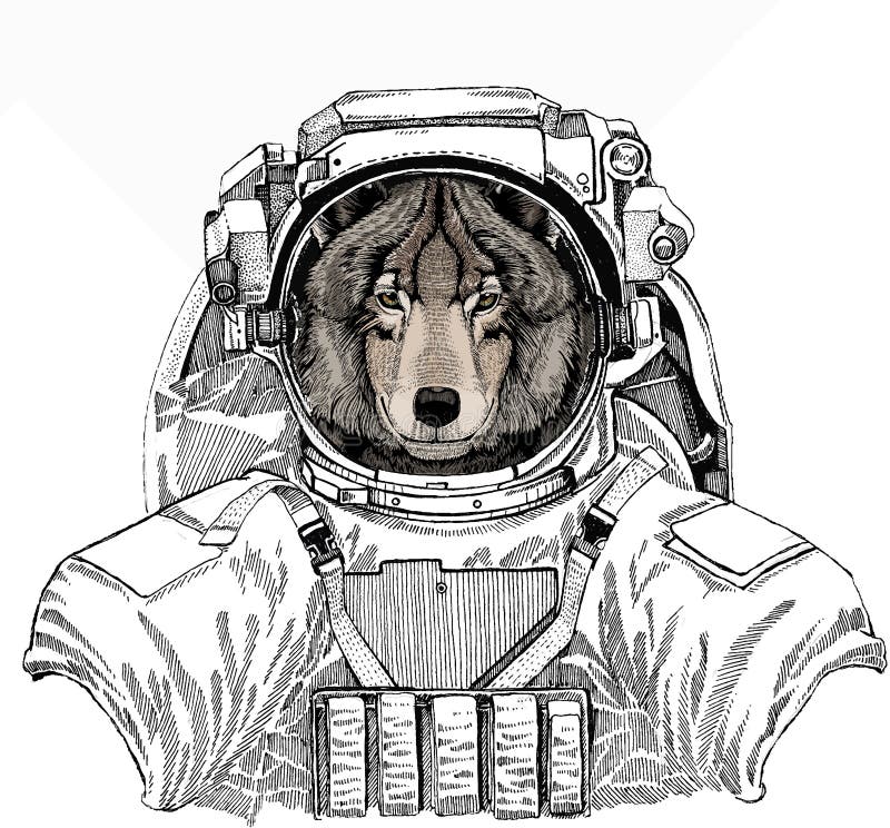 Vector Portrait of Wolf. Cool Wild Wolf. Animal Head. Wild Astronaut ...