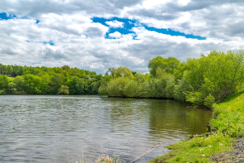 Wild Bank of the River Radunia at Spring Time Stock Image - Image of ...