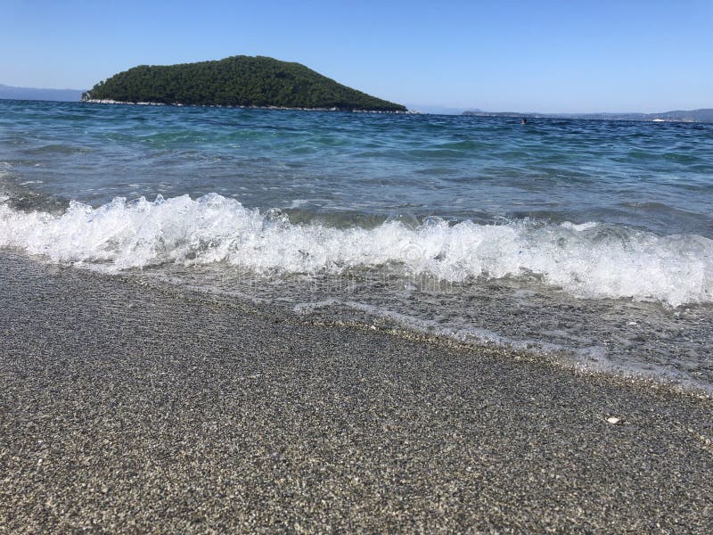 Wild Beach in Greece with Clear Water Stock Image - Image of water ...