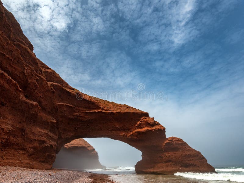 Wild beach Legzira stock image. Image of wave, ifni, maroc - 76955571