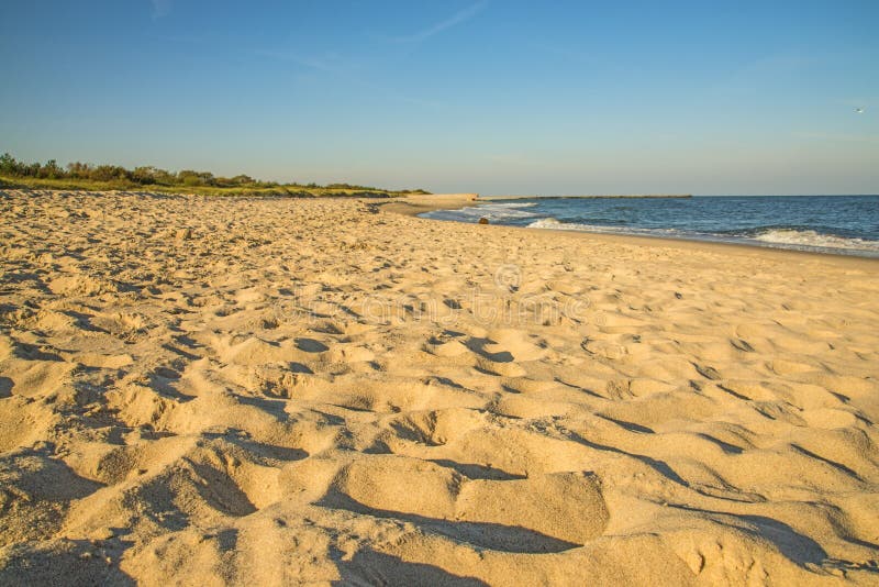 Beach of Ustka, Baltic Sea, Poland Stock Photo - Image of baltic, port ...