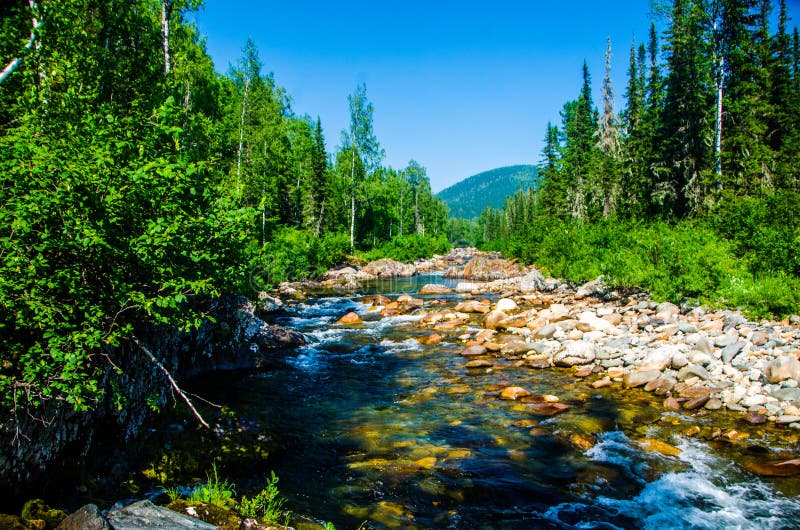 The Wild and Beautiful Landscape. Clean Mountain River Stock Photo ...