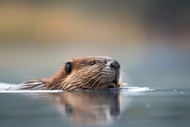 Wild Beaver Swimming in Water Stock Illustration - Illustration of wild ...
